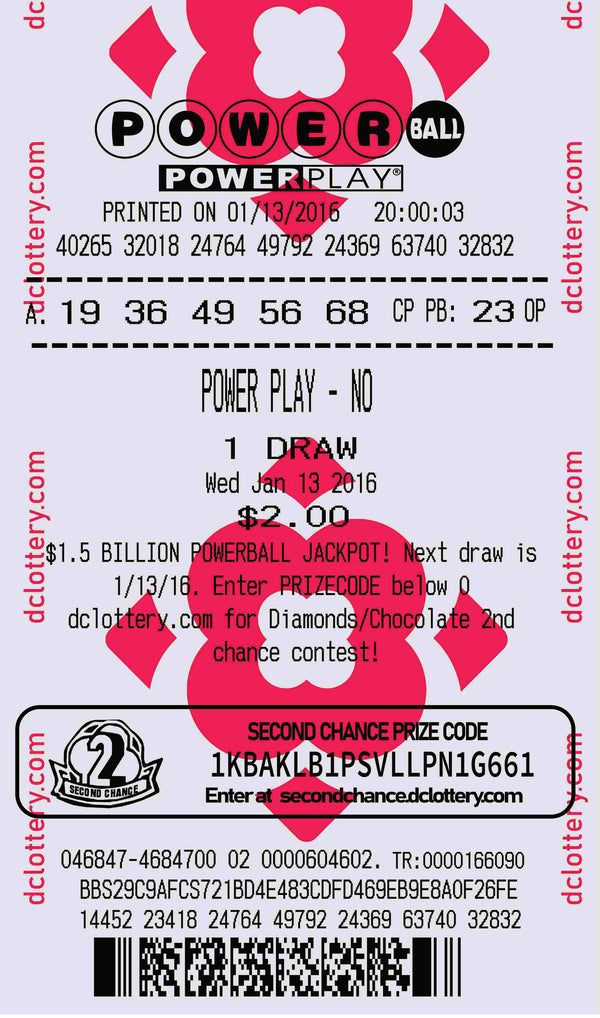 Washington Dc Powerball Lotto ticket